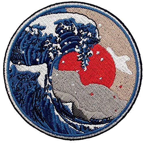 Great Wave Off Kanagawa Patch Embroidered Applique Badge Iron On Sew On Emblem