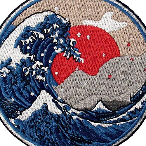 Great Wave Off Kanagawa Patch Embroidered Applique Badge Iron On Sew On Emblem