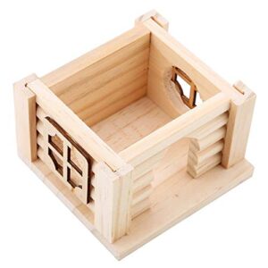 Pet Hamster House, 100% Wood Odorless Home Openwork Lace Window DIY Hideout Hut Play Nest Toy Viewing Room Living for Small Squirrels Gerbils Hamsters Golden Bears