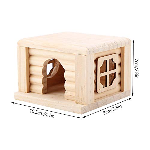 Pet Hamster House, 100% Wood Odorless Home Openwork Lace Window DIY Hideout Hut Play Nest Toy Viewing Room Living for Small Squirrels Gerbils Hamsters Golden Bears