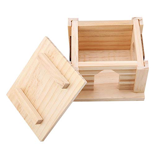 Pet Hamster House, 100% Wood Odorless Home Openwork Lace Window DIY Hideout Hut Play Nest Toy Viewing Room Living for Small Squirrels Gerbils Hamsters Golden Bears