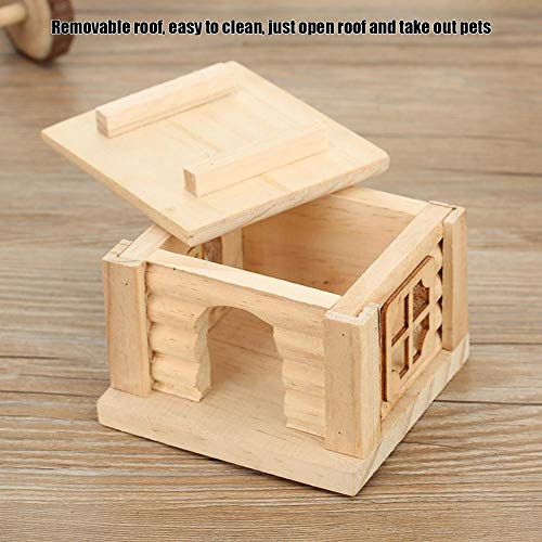 Pet Hamster House, 100% Wood Odorless Home Openwork Lace Window DIY Hideout Hut Play Nest Toy Viewing Room Living for Small Squirrels Gerbils Hamsters Golden Bears