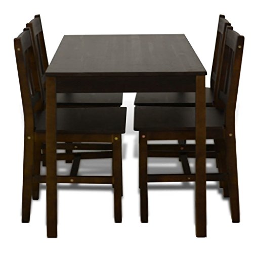 Festnight 5 Piece Dining Set Wooden Table with 4 Chairs Solid Pine Wood Kitchen Dining Room Set Breakfast Home Furniture