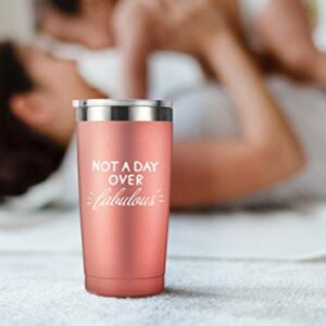 MASGALACC Not A Day Over Fabulous - 20 Oz Stainless Steel Insulated Tumbler Cup with Lid- 21st 30th 40th 50th 60th 70th Birthday Gifts for Women Her Mom Grandma Friend Gift Ideas