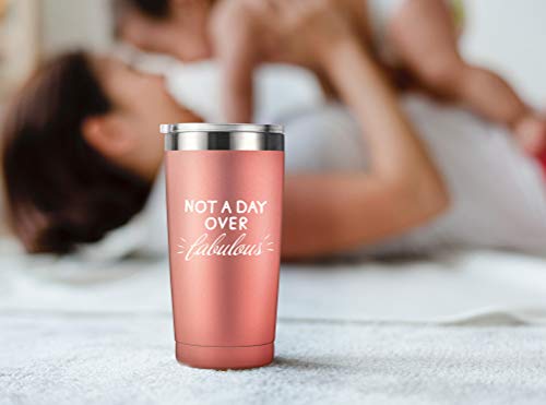 MASGALACC Not A Day Over Fabulous - 20 Oz Stainless Steel Insulated Tumbler Cup with Lid- 21st 30th 40th 50th 60th 70th Birthday Gifts for Women Her Mom Grandma Friend Gift Ideas