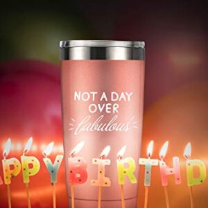 MASGALACC Not A Day Over Fabulous - 20 Oz Stainless Steel Insulated Tumbler Cup with Lid- 21st 30th 40th 50th 60th 70th Birthday Gifts for Women Her Mom Grandma Friend Gift Ideas