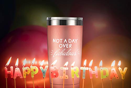 MASGALACC Not A Day Over Fabulous - 20 Oz Stainless Steel Insulated Tumbler Cup with Lid- 21st 30th 40th 50th 60th 70th Birthday Gifts for Women Her Mom Grandma Friend Gift Ideas