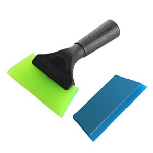 gissvogeek 5 inch shower squeegee, window tint squeegee for car, rv, windshield, shower, bathroom, classroom, glass, mirror, 1 non-slip rubber squeegee+1 spare water blade