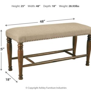 Signature Design by Ashley Lettner Counter Height Upholstered Dining Room Bench, Brown