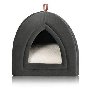 Bedsure Cat Beds for Indoor Cats - Cat Cave Bed Cat House Cat Tent with Removable Washable Cushioned Pillow, Kitten Beds Cat Hut, Small Dog Bed, Dark Grey, 15 inches