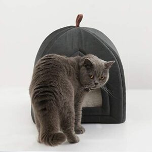 Bedsure Cat Beds for Indoor Cats - Cat Cave Bed Cat House Cat Tent with Removable Washable Cushioned Pillow, Kitten Beds Cat Hut, Small Dog Bed, Dark Grey, 15 inches