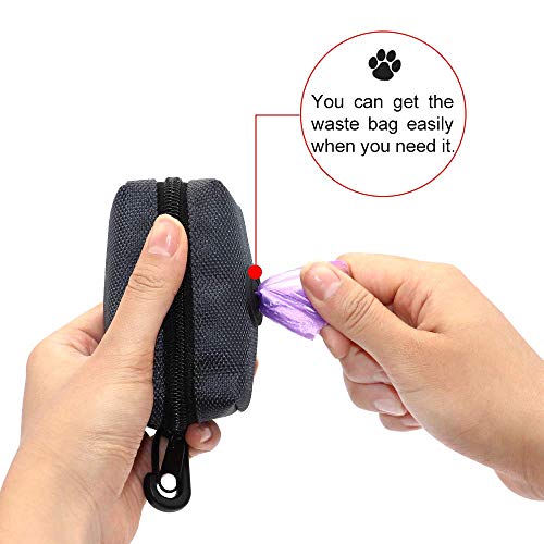 SLSON Pet Waste Bag Dispenser Zippered Pouch,Portable Dog Poop Bag Holder Leash Attachment Lightweight Fabric Bags (Dark Grey)