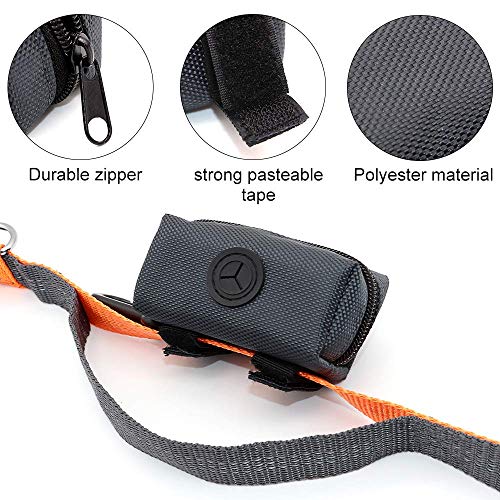 SLSON Pet Waste Bag Dispenser Zippered Pouch,Portable Dog Poop Bag Holder Leash Attachment Lightweight Fabric Bags (Dark Grey)