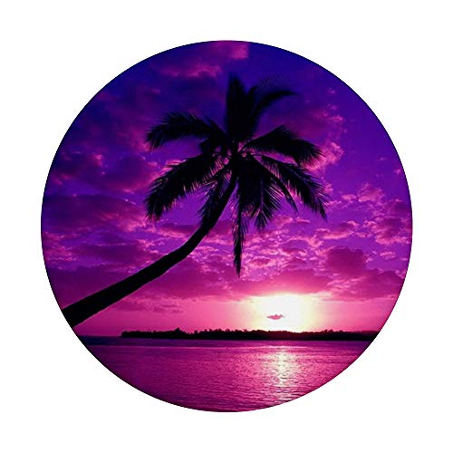 Beach Sunset Palm Tree - Purple Phone Accessory PopSockets PopGrip: Swappable Grip for Phones & Tablets