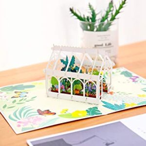 Liif Mother's Day Greenhouse 3D Greeting Pop Up Card For All Occasions, Mother's Day, Father's Day, Anniversary, Thinking Of You, Get Well, Birthday Card for Her, Mom, Wife, Women, Sister | With Message Note & Envelop