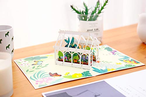 Liif Mother's Day Greenhouse 3D Greeting Pop Up Card For All Occasions, Mother's Day, Father's Day, Anniversary, Thinking Of You, Get Well, Birthday Card for Her, Mom, Wife, Women, Sister | With Message Note & Envelop