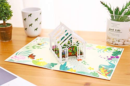 Liif Mother's Day Greenhouse 3D Greeting Pop Up Card For All Occasions, Mother's Day, Father's Day, Anniversary, Thinking Of You, Get Well, Birthday Card for Her, Mom, Wife, Women, Sister | With Message Note & Envelop