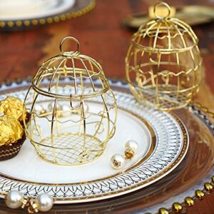 aunmas bird cage candy box, decorative gifts sugar container small chocolate boxes wedding favor banquet party home decoration christmas present accessories, gold