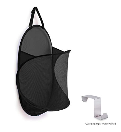 Topline Over-The-Door Mesh Hamper - Black [Hook Included]