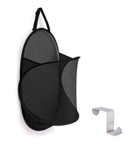 topline over-the-door mesh hamper - black [hook included]