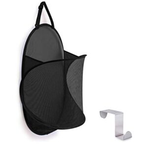 Topline Over-The-Door Mesh Hamper - Black [Hook Included]