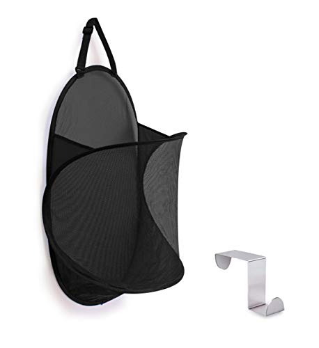 Topline Over-The-Door Mesh Hamper - Black [Hook Included]