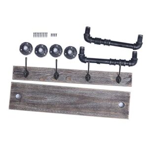 MBQQ Industrial Pipe Wall Coat Rack Entryway Wall Shelf Hanging Shelf, Real Wooden Shelves and 4 Metal Hooks,Rustic Coat Rack Wall Mounted for Hallway,Bathroom,Livingn Room,Bedroom,24 inch