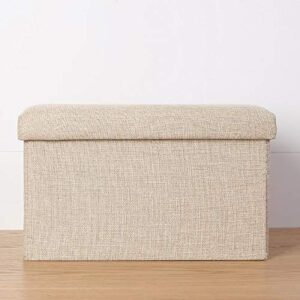 ZLY Folding Stool Storage Ottoman Polyester Fabric Linen Foot Rest Seat Clutter Collection 14"x8"x8"