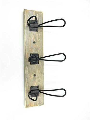 Sageme Wall Mounted Coat Rack, Wooden Entryway Vintage Rustic Coat Rack Hat Hanger Rack 3-Hook Rail for The Entryway, Bathroom, Bedroom, Kitchen, Mudroom Solid Wood (3 Hooks, Black)