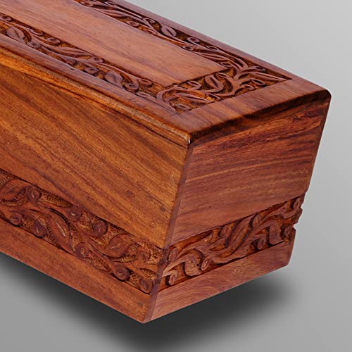 S.B.ARTS Wooden Keepsake Urn Box, Cremation Urns for Human Ashes, Handcarved Decorative Memorial Urn, Wood Casket Urn for Pets, Cat, Infant, Adult Memorial Urns, Burial Urns for Ashes - Extra Small