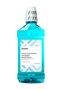 amazon brand - solimo tartar control plus antiseptic mouth rinse, iceberg blue mint, 1 liter, 33.8 fluid ounces, pack of 1