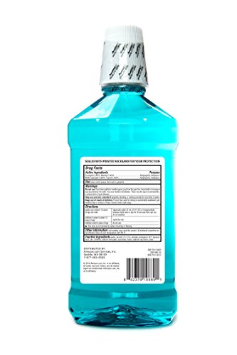 Amazon Brand - Solimo Tartar Control Plus Antiseptic Mouth Rinse, Iceberg Blue Mint, 1 Liter, 33.8 Fluid Ounces, Pack of 1