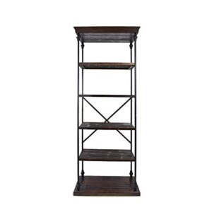 great deal furniture alma industrial 5 shelf firwood bookcase, dark walnut and black