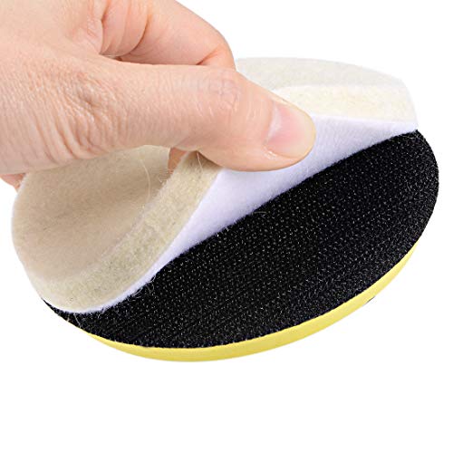 uxcell 4 Inch Wool Felt Polishing Pad Hook and Loop Buffing Wheels for Random Orbital Sander 2pcs