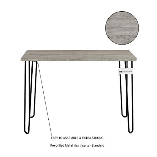 Lavish Home Computer Home Office-Small Desk With Hairpin Legs for Modern, Industrial-Style Decor, (L) 39.25” x (W) 19.5” x (H) 27”, Gray