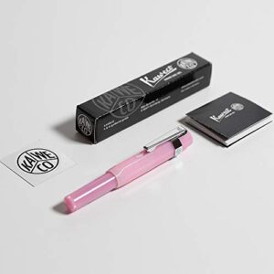 kaweco frosted sport fountain pen blush pitaya, fine nib with kaweco sport octagonal clip chrome (2019 novelty)