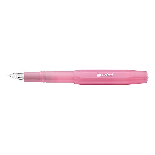 Kaweco Frosted Sport Fountain Pen Blush Pitaya, Fine Nib with Kaweco Sport Octagonal Clip Chrome (2019 Novelty)