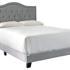 Signature Design by Ashley Jerary Queen Upholstered Tufted Bed Frame, Light Gray