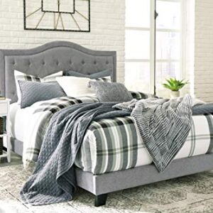 Signature Design by Ashley Jerary Queen Upholstered Tufted Bed Frame, Light Gray