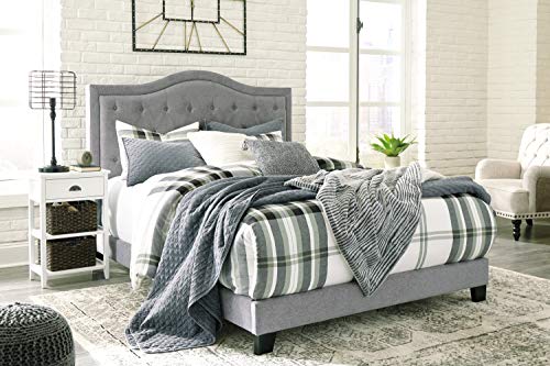 Signature Design by Ashley Jerary Queen Upholstered Tufted Bed Frame, Light Gray