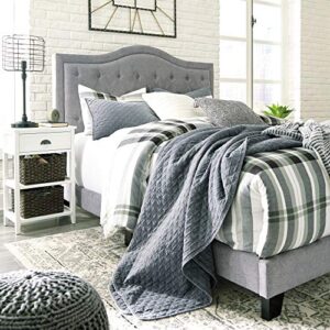 Signature Design by Ashley Jerary Queen Upholstered Tufted Bed Frame, Light Gray