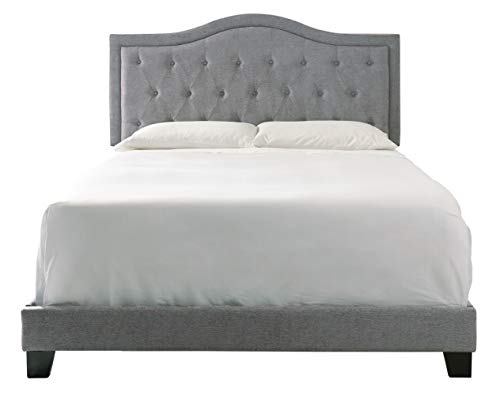 Signature Design by Ashley Jerary Queen Upholstered Tufted Bed Frame, Light Gray