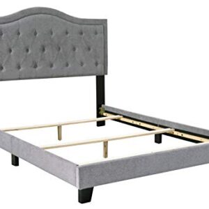 Signature Design by Ashley Jerary Queen Upholstered Tufted Bed Frame, Light Gray