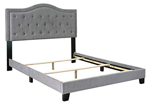 Signature Design by Ashley Jerary Queen Upholstered Tufted Bed Frame, Light Gray