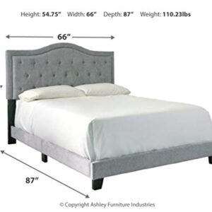 Signature Design by Ashley Jerary Queen Upholstered Tufted Bed Frame, Light Gray