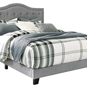 Signature Design by Ashley Jerary Queen Upholstered Tufted Bed Frame, Light Gray