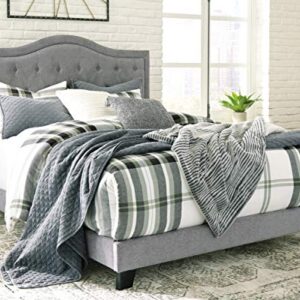 Signature Design by Ashley Jerary Queen Upholstered Tufted Bed Frame, Light Gray