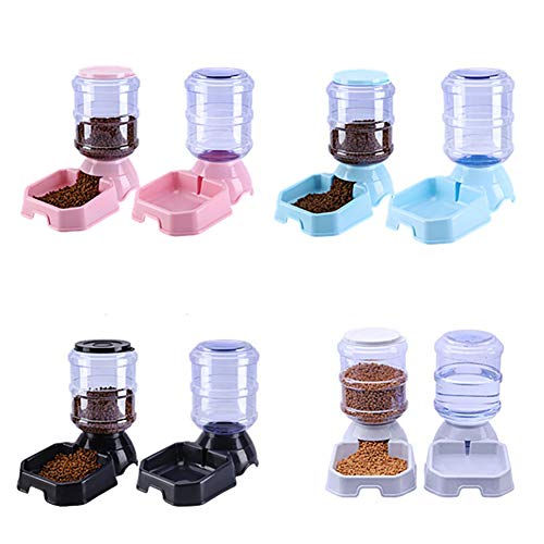 whatBYDs Dog Cat Large Automatic Feeder Bowl Food Water Dispenser Non-Spill Pet Container Flatware 3.8L - Black for Water Apple