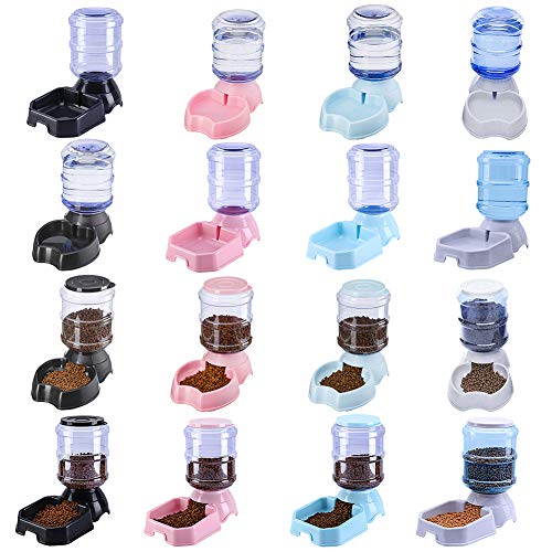 whatBYDs Dog Cat Large Automatic Feeder Bowl Food Water Dispenser Non-Spill Pet Container Flatware 3.8L - Black for Water Apple