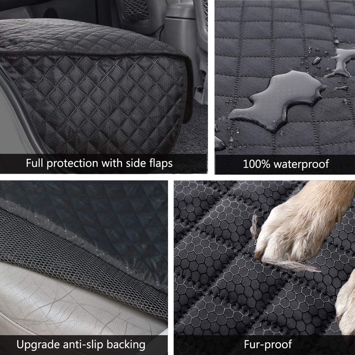 Vailge Bench Dog Seat Cover for Back Seat, 100% Waterproof Heavy-Duty & Nonslip Back Seat Cover for Dogs,Washable & Compatible Pet Car Seat Cover for Cars, Trucks & SUVs